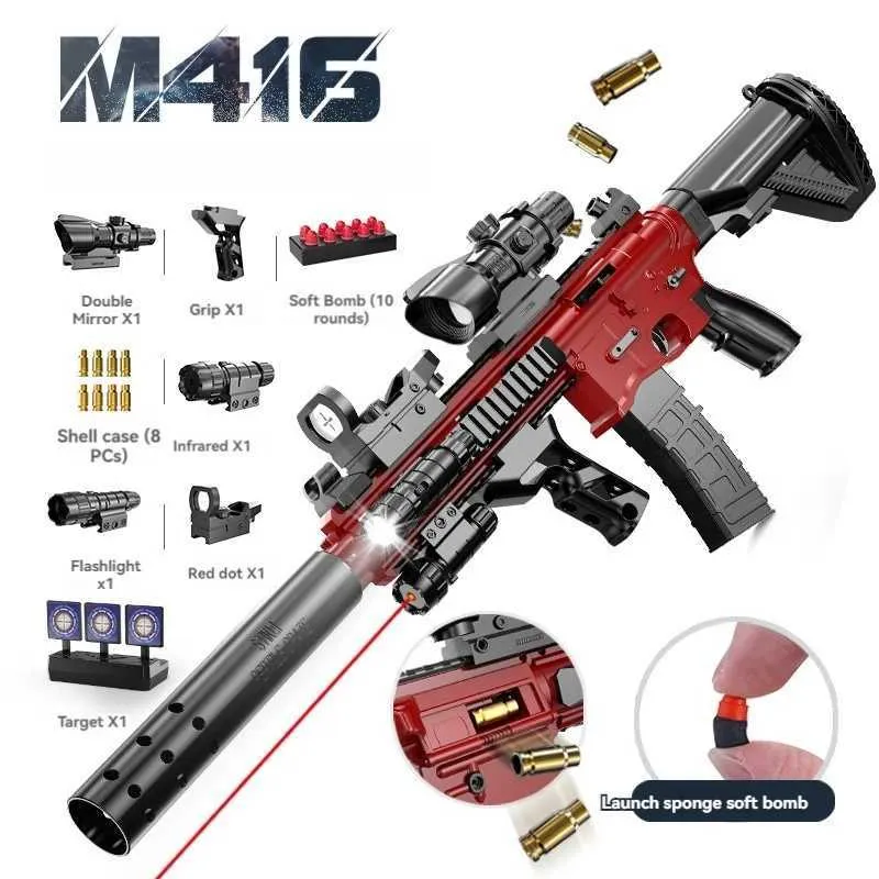 Airsoft Rifle M416 Soft Bullet Toy Gun Weapon Sniper Manual Shooting Launcher Blaster Model Gun ...