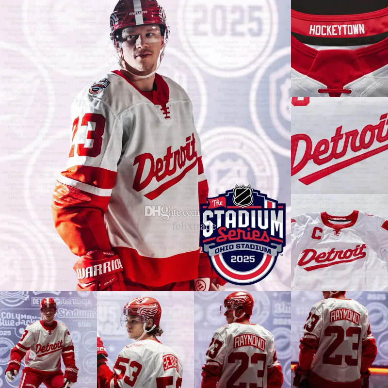 Patrick Kane Red Hockey Jersey 2025 Stadium Series Moritz Seider, Lucas ...