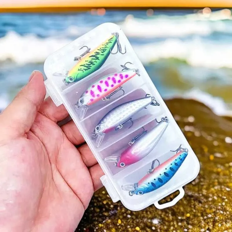 M250118 Minnow Fishing Lure Set Hard Baits With Treble Hooks, Wobbler ...