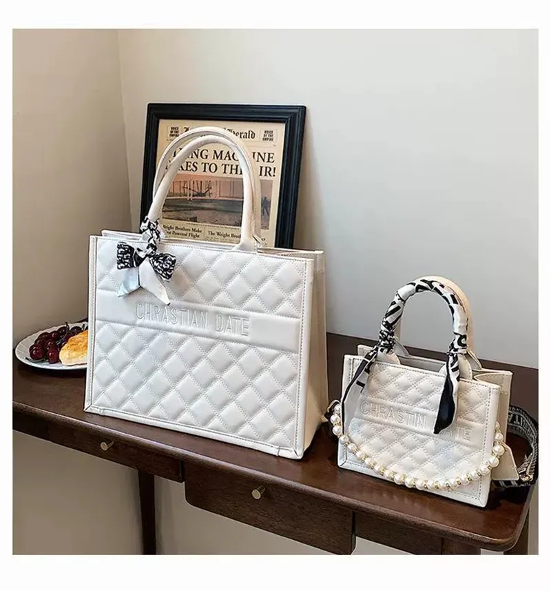 White Designer Bag, Casual Tote Package Vintage Style Shoulder Handbag ...