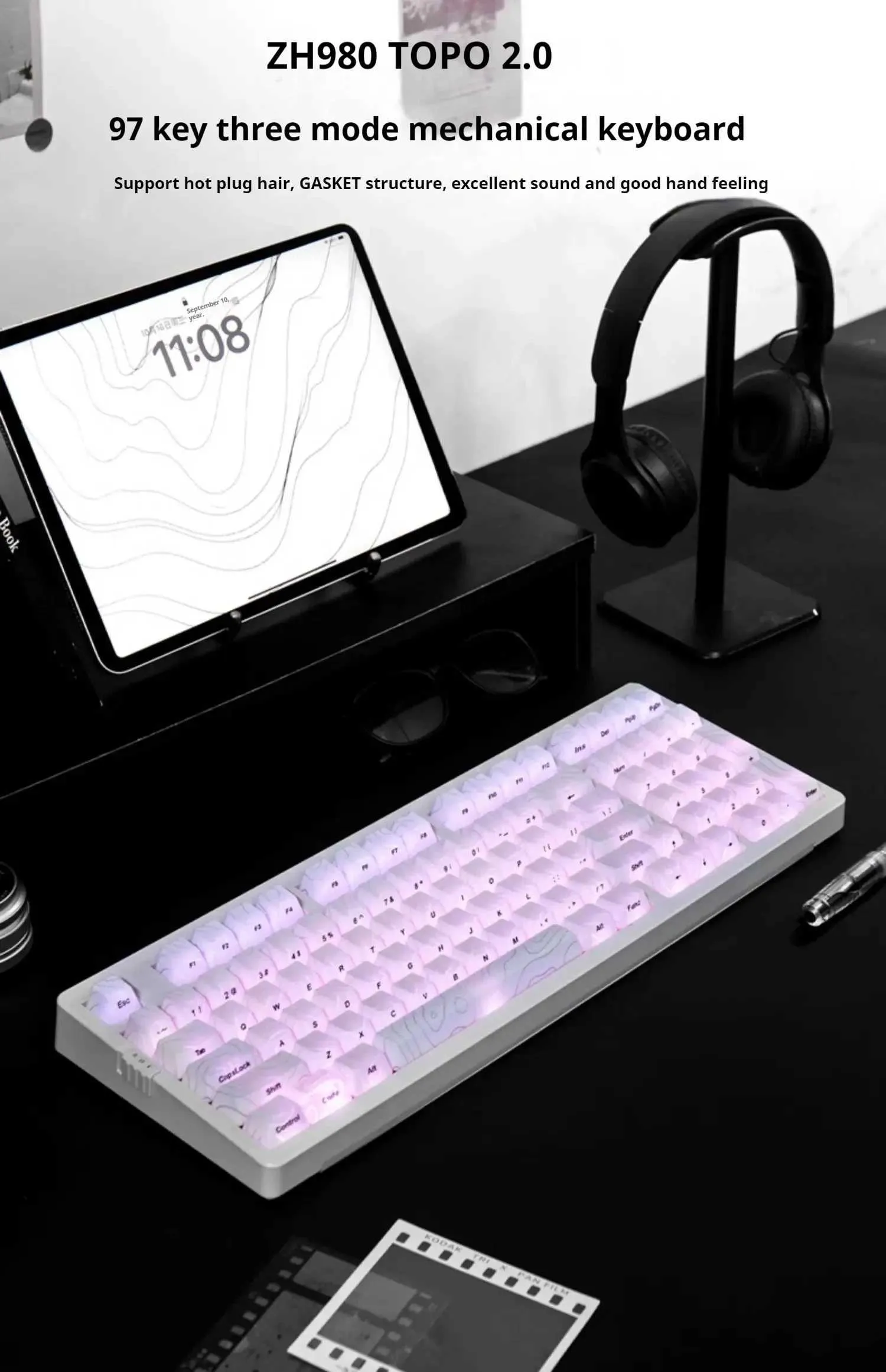 ZORNHER ZH980 Topo2.0 Mechanical Keyboard Wireless 2.4G Bluetooth ...