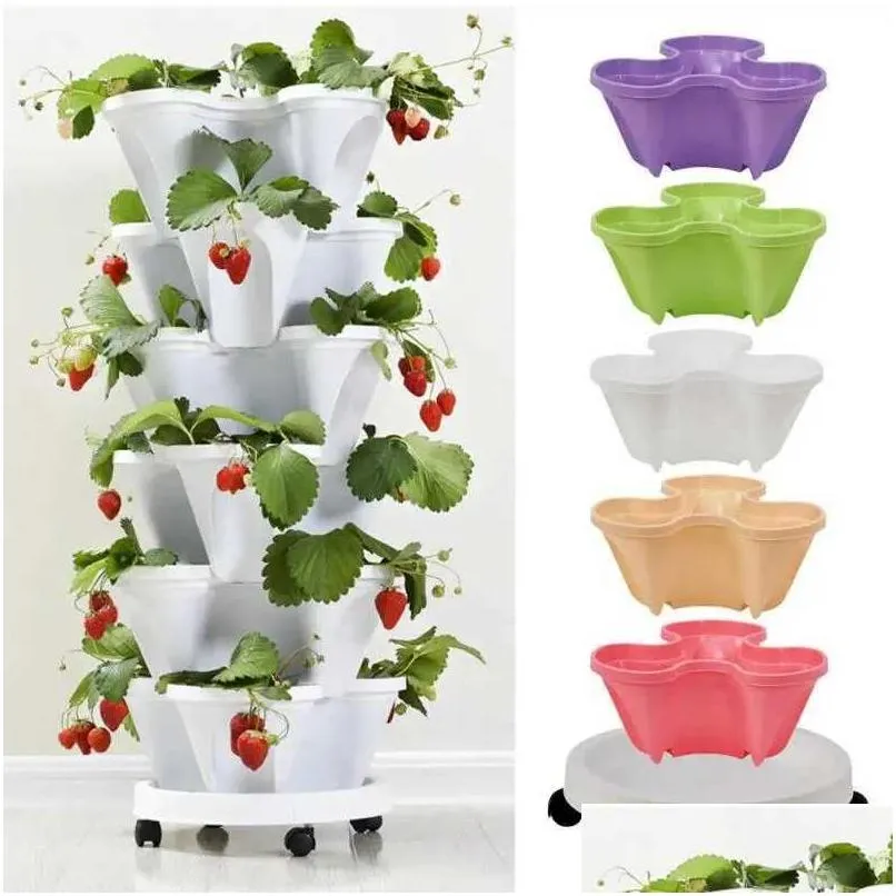 Stackable Strawberry Tiered Strawberry Planter Pots With Trays DIY ...