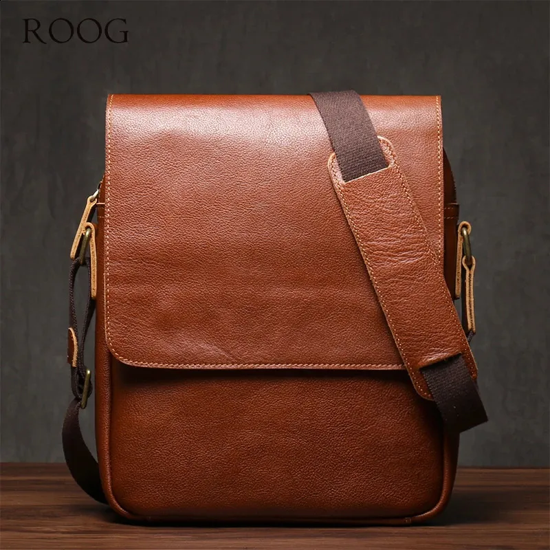 ROOG Mens Genuine Leather Sling Bag Casual Crossbody Messenger For 12 ...