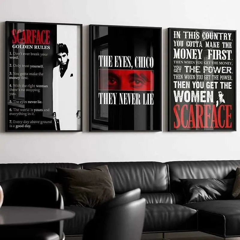 Retro Icy Movie Scarface Al Pacino Quotes Movie Canvas Wall Art Canvas ...