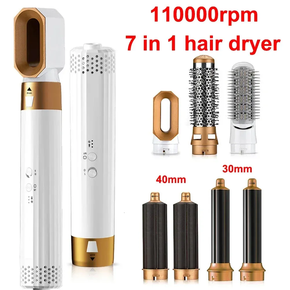 7 In 1 Hair Styler Tools: 30mm & 40mm Auto Wrap Curlers, 110000rpm High ...