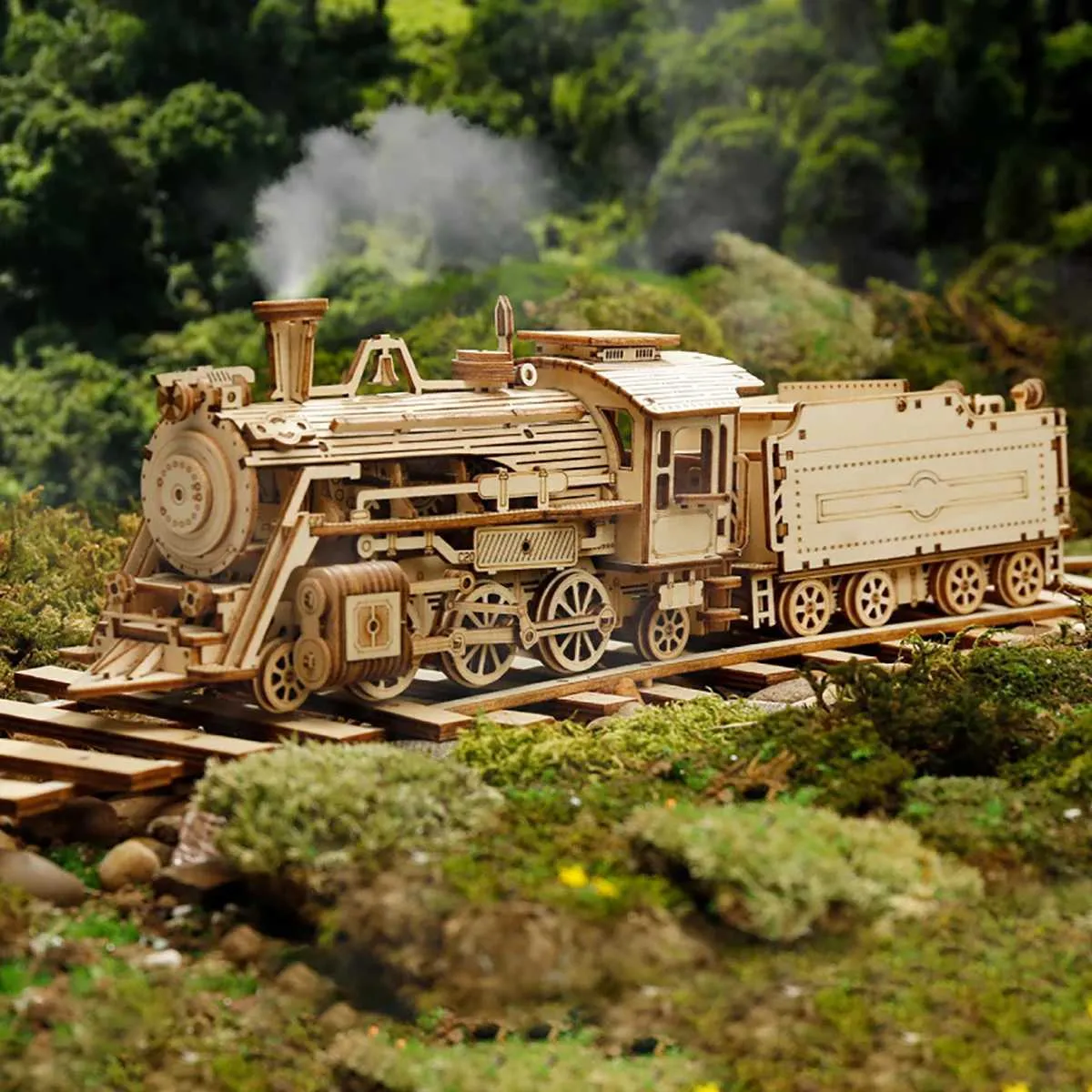 Model Train Figures: Locomotive 3D Wooden Puzzle DIY Scale Model Kit ...