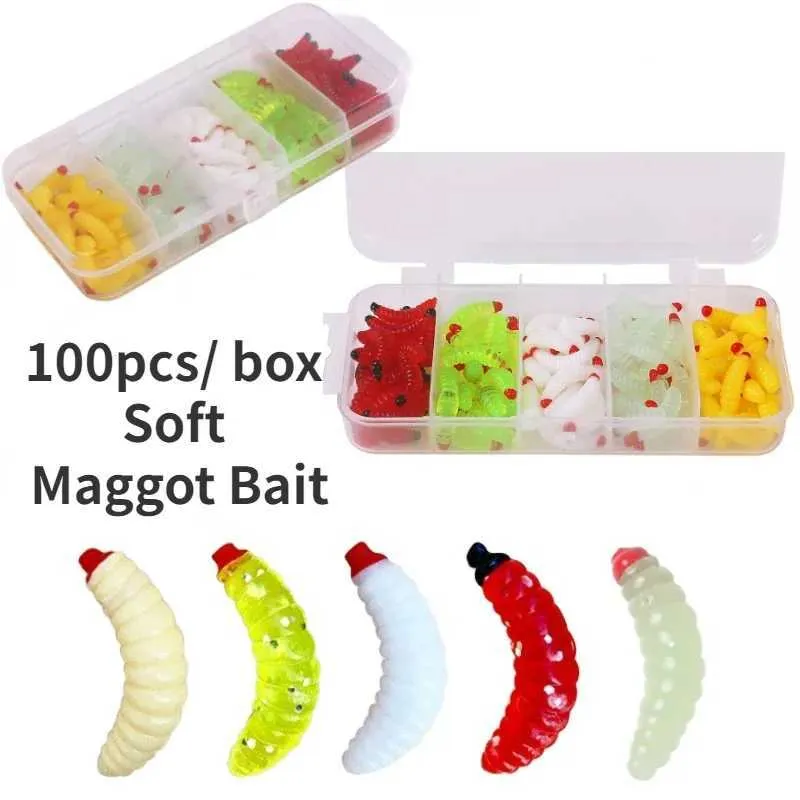 Micro Fishing Lures: 100 Soft Maggot Baits, 2cm Mixed... From Keshanue1 ...