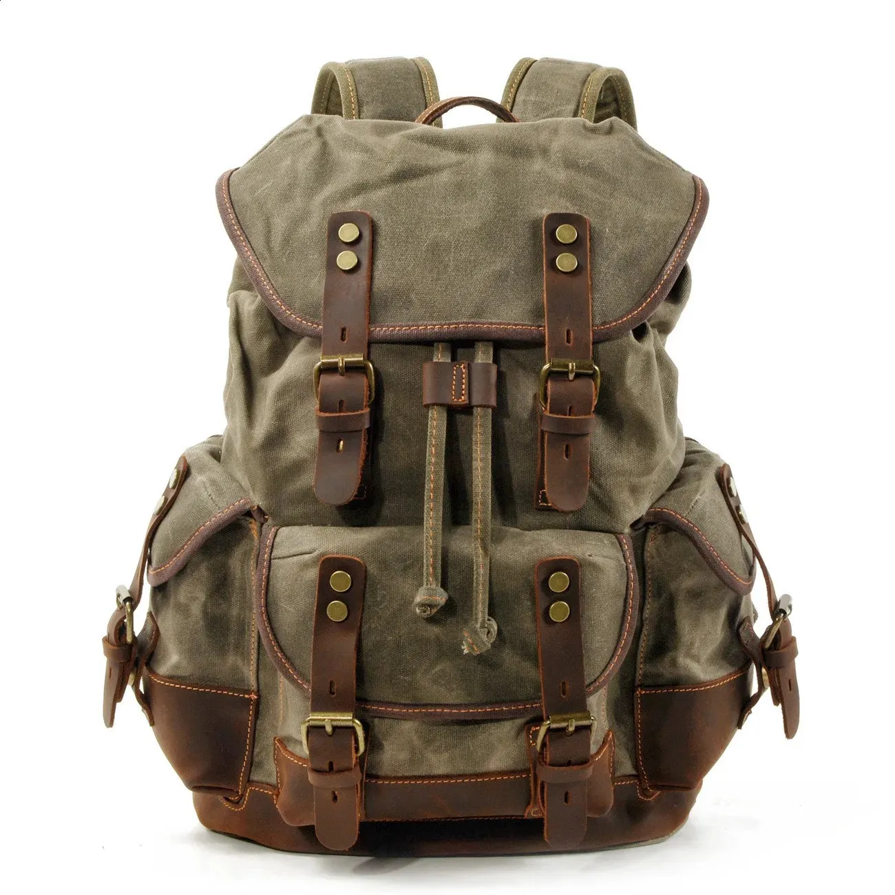 Retro Hiking Backpack: Canvas Patchwork Leather... From Elegatstore ...