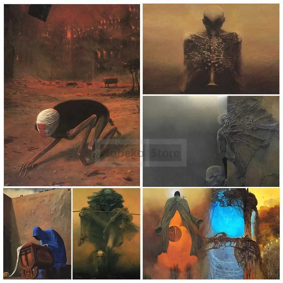 Dystopian Surreal Prints Canvas Painting Wall Art: Zdzislaw Beksinski ...