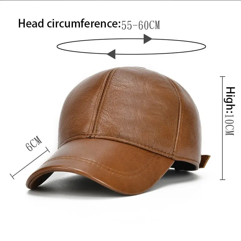 2025 Adjustable Genuine Cowhide Leather Baseball Cap for Men, Fall ...