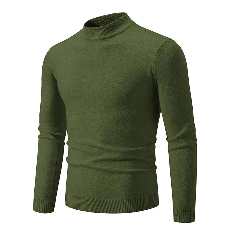 Sweatwear Men's Half Neck Basic Solid Color Sweaters Round Neck Elastic ...