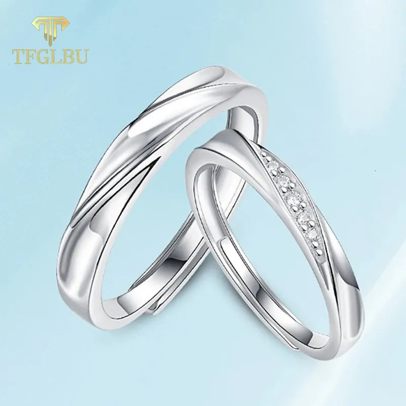 S925 Sterling Silver Couple Ring Set - VVS1 Diamond Promise Rings ...