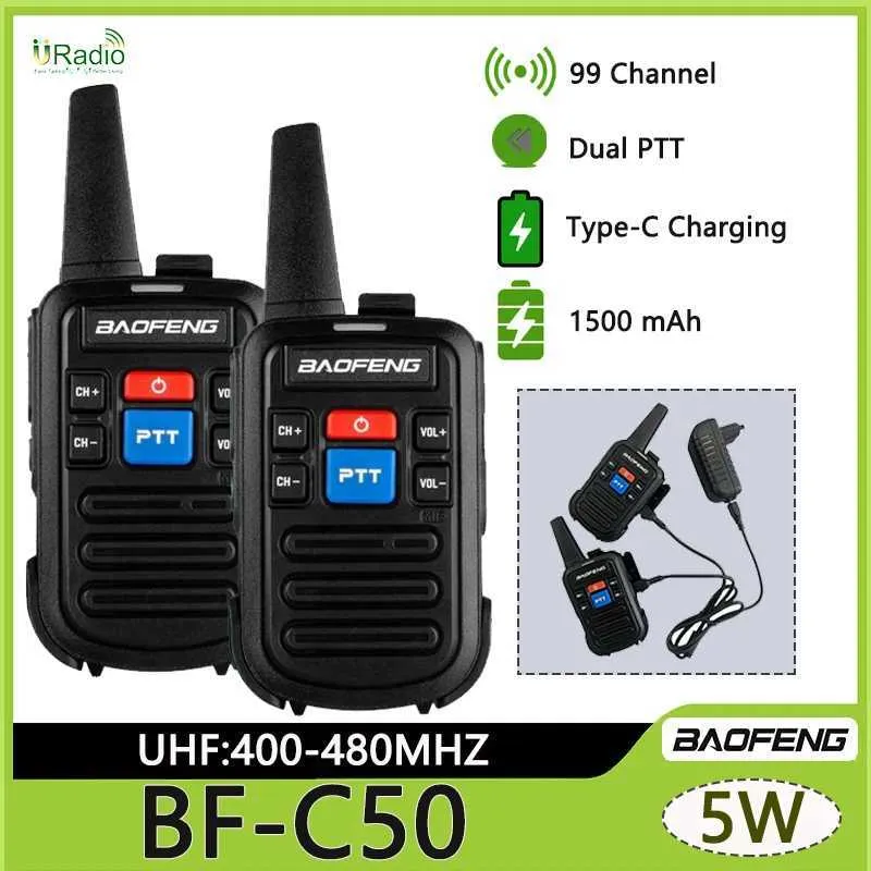 Mini Two Way Radios UHF Dual PTT, Rechargeable Handheld Transceiver For ...