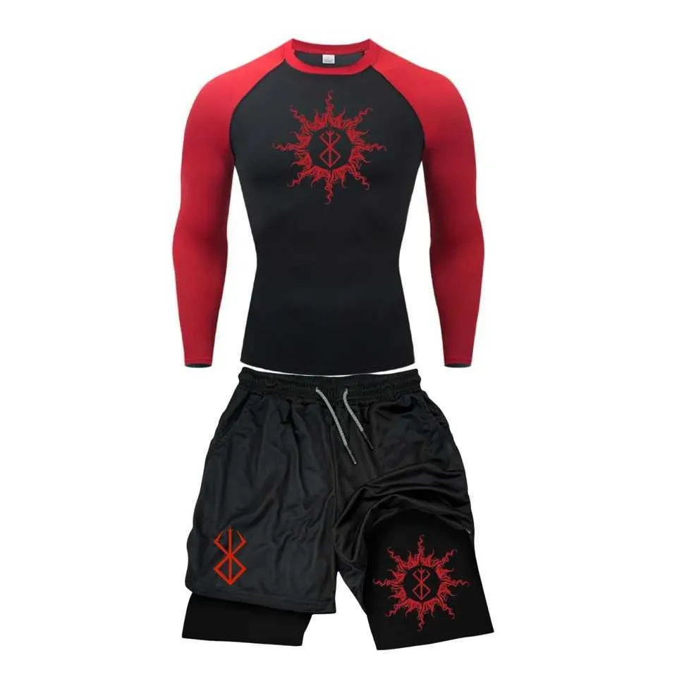 Compression Shirt Gym Set, Compression Running Shorts Men, Quick Dry ...