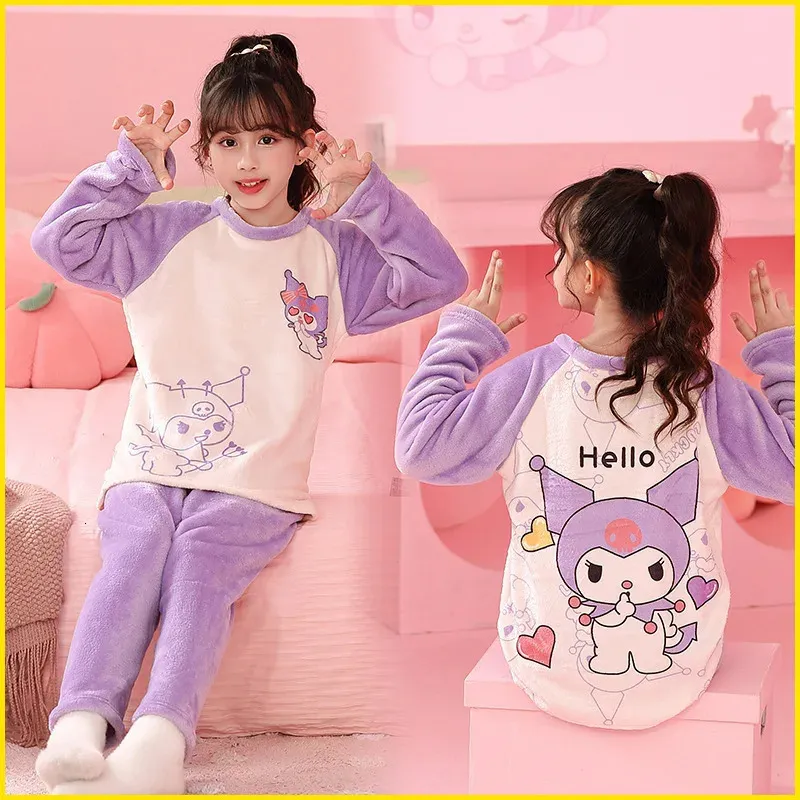 MINISO الأطفال Pajama Girl مجموعة Kawaii أنيمي الفانيلا الشتاء الأطفال ...