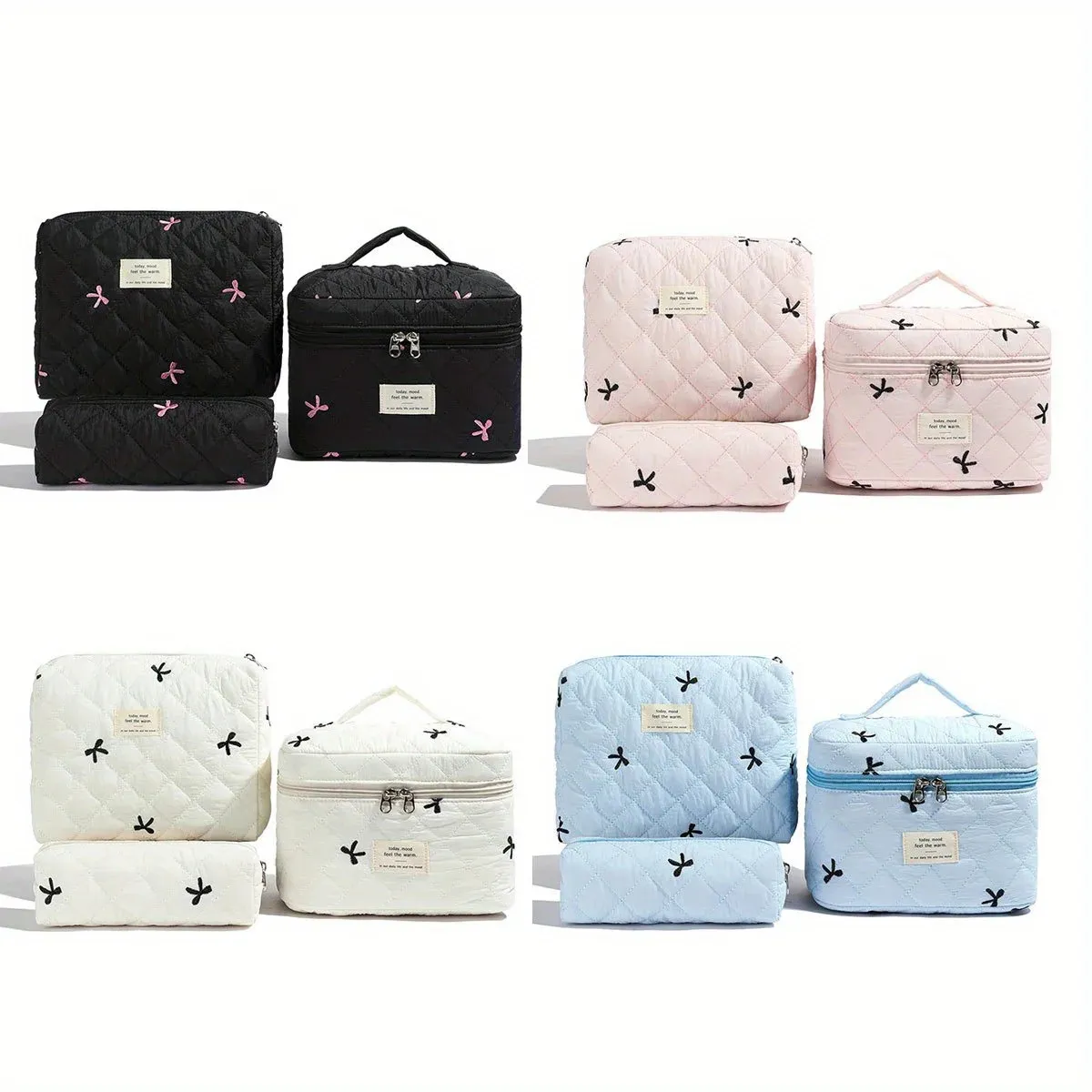 Set Quilted Polyester Makeup Bag Women Cosmetic Organizer Portable ...