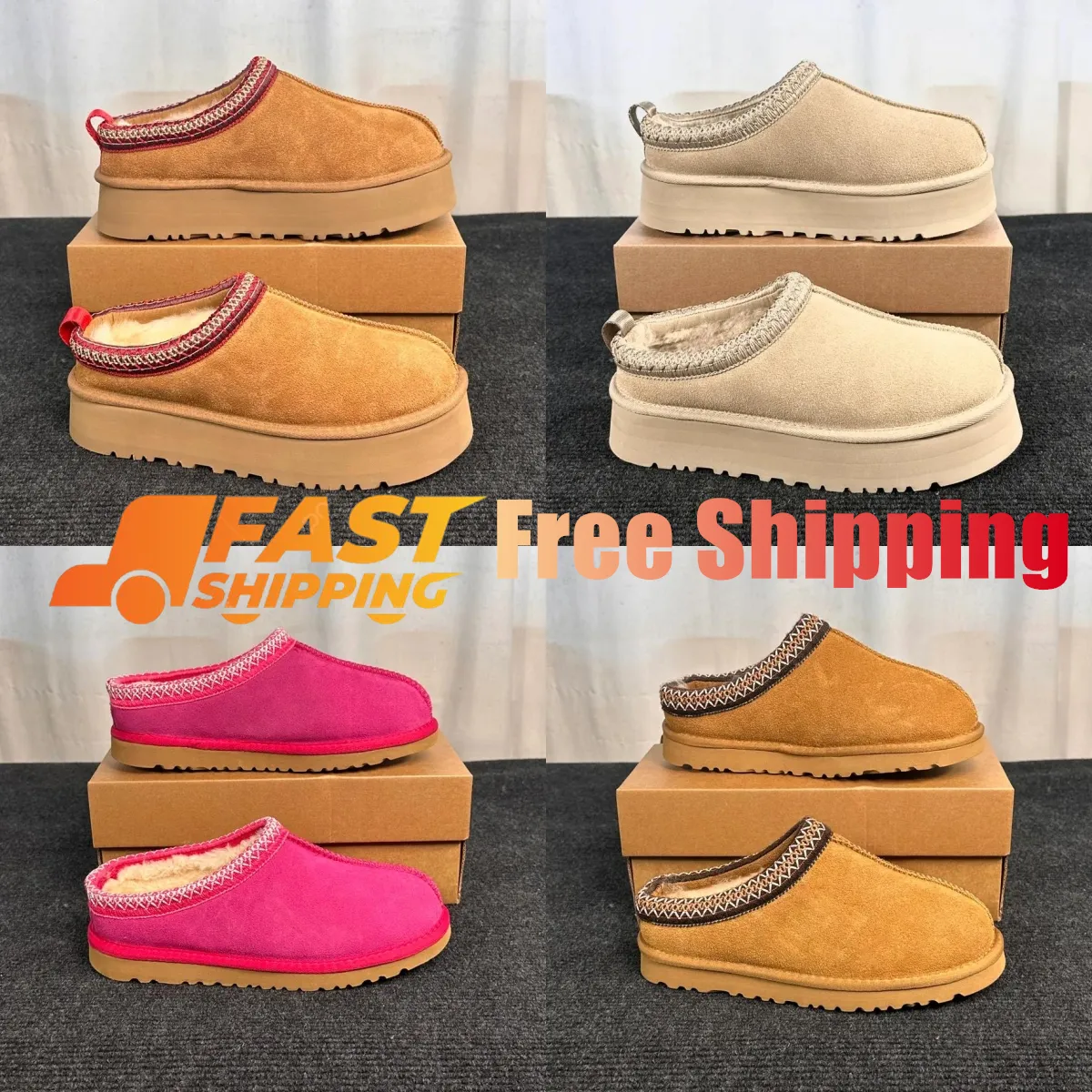 Tazz Mustard Seed Chestnut Sand Fur Tasman Cluggette Slipper Ugg Ultra ...