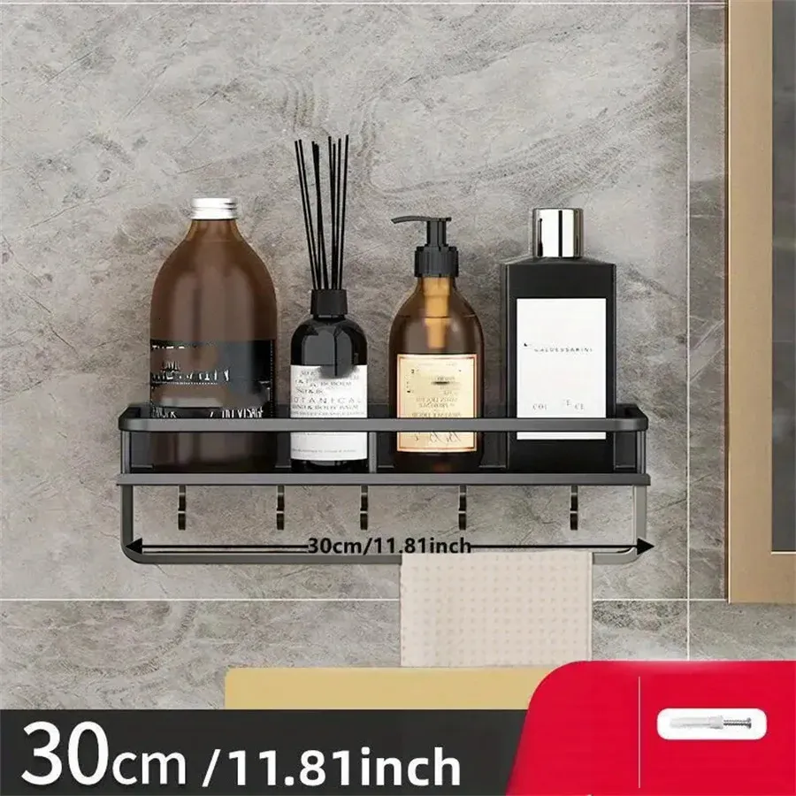 Aluminum Wall Mounted Bathroom Storage Rack Shelf, Cosmetic Organizer ...