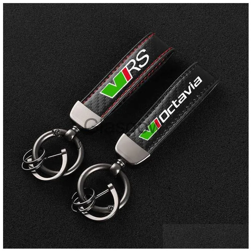 Custom Carbon Fiber Leather Sports Motorbike Keychain For Vrs Octavia ...