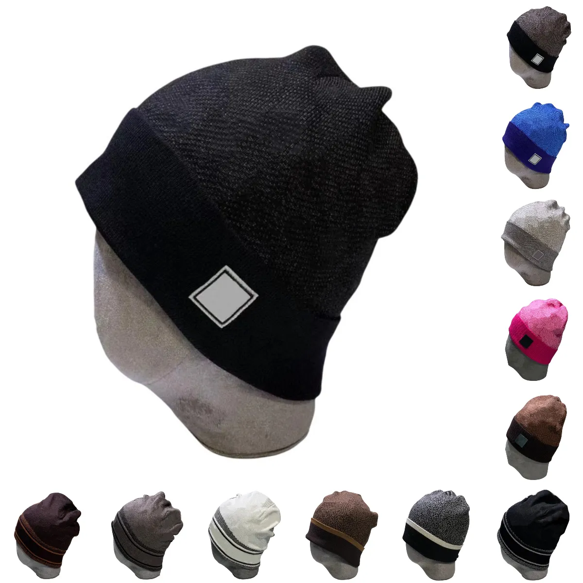 Wholesale Discount Mens Beanie Checked Knitted Hat Designer Bonnet ...