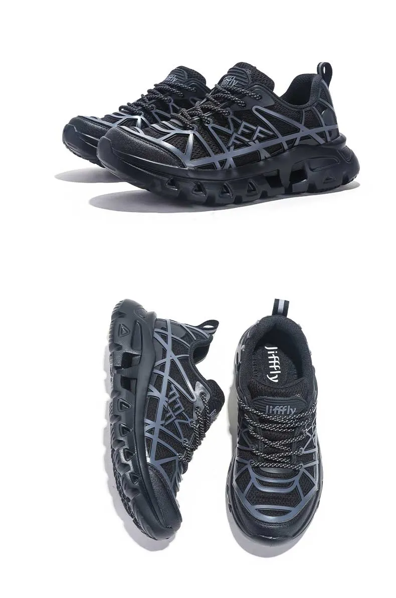 Jifffly unisex breathable mesh lace-up sports shoes with rubber insole ...