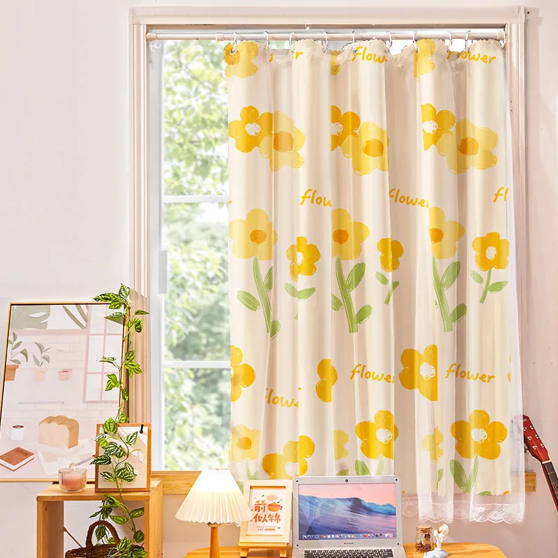 Punch-Free Installation Simple Blackout Curtain Cloth Sunshade with Rod ...