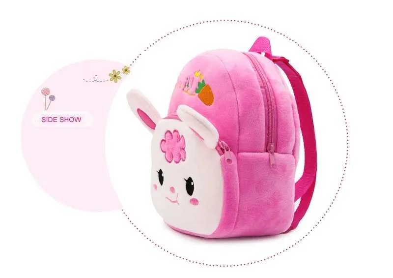 Kids Mini Plush School Backpack Medium 9 in 23 cm Zipper Closure ...