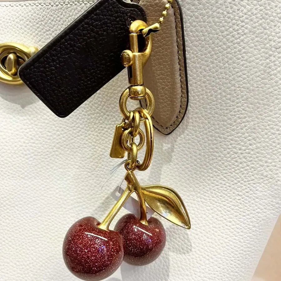 Designer Keychain Gold Chain Cherry Leather Bag Charms Purse Charms ...