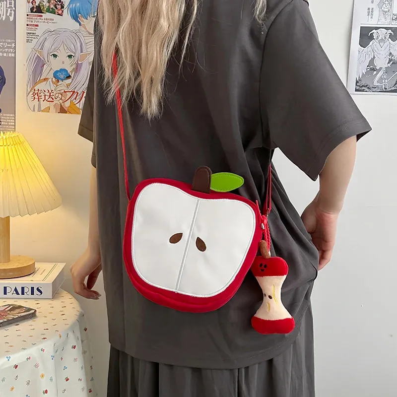 Japanese Style Lightweight Crossbody Bag Female Cute Apple Bag Cartoon ...