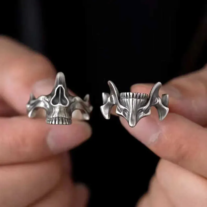 Skeleton Face Combination Ring Skull Mask Design Alloy Finger Rings Set ...