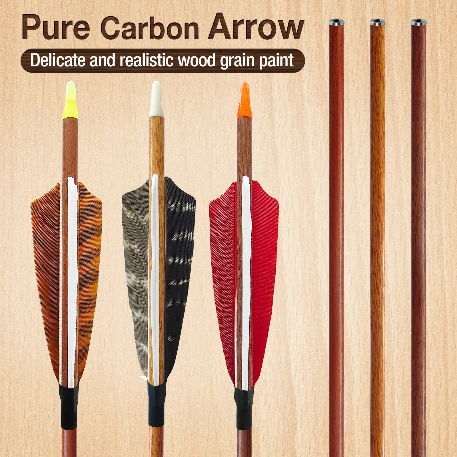 31inch Hunting Arrows Without Arrowheads Woodern Spine250 600 Carbon ...