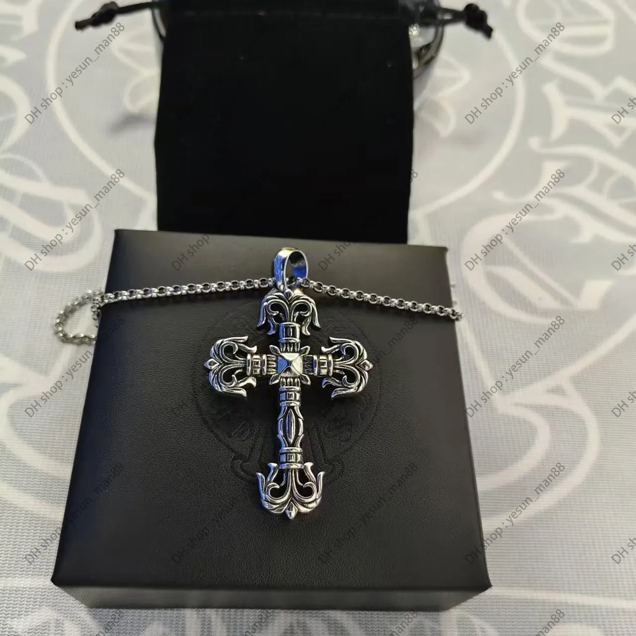 Chrome Necklace Bold Letter Cross Women's Chrome Necklaces Designer ...