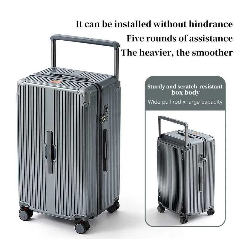 LEE Wide-Handle Large-Capacity Corduroy Zippered Rolling Luggage with 5 ...