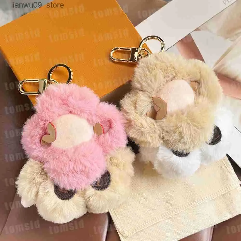 Plush Keychain Fluffy Bunny Doll Keyring Bag Charm for Women and Men ...