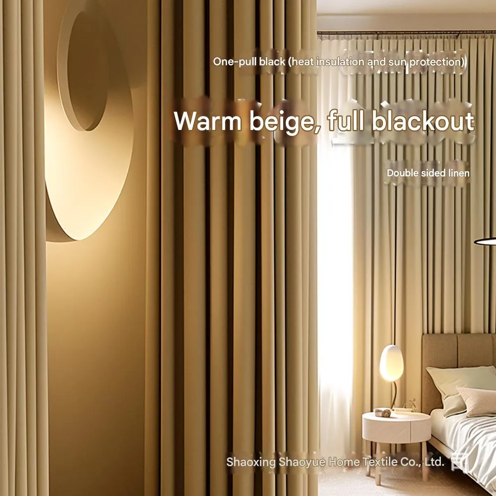 Thick Double-Sided Cotton and Linen Bedroom Curtains YL-36818 ...