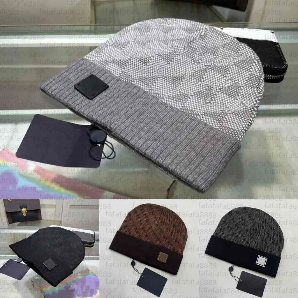 Designer Beanie: Plaid Brown Gray Knitted Luxury Skull Cap Warm Winter ...