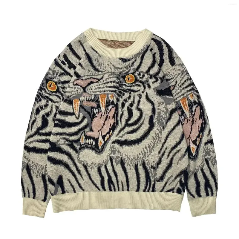 Non Kapital Vintage Jacquard Tiger Sweater Men's Loose Knit Pullover ...