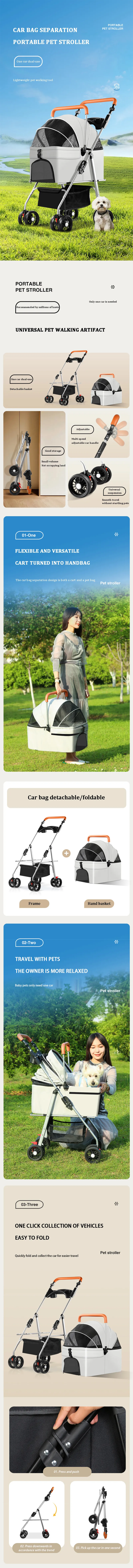 Portable Pet Stroller with Aluminum Frame for Small and Medium Dogs and ...