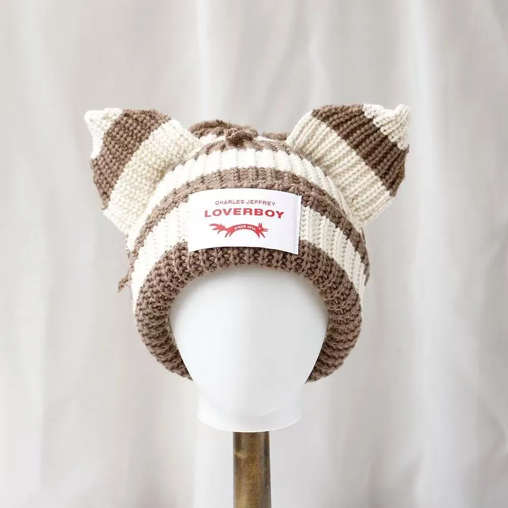 Designer Beanie Hat Double Layer Cotton Skull Cap with Embroidered Fox ...