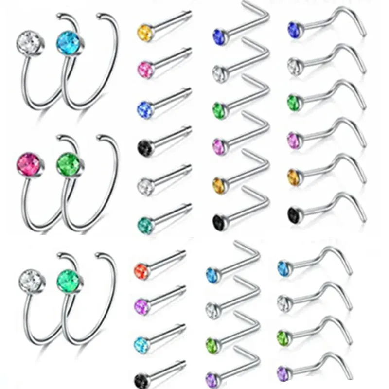 Stainless Steel Nose Studs Set: 5/10/L Shaped... From Lian05, $15.66 ...