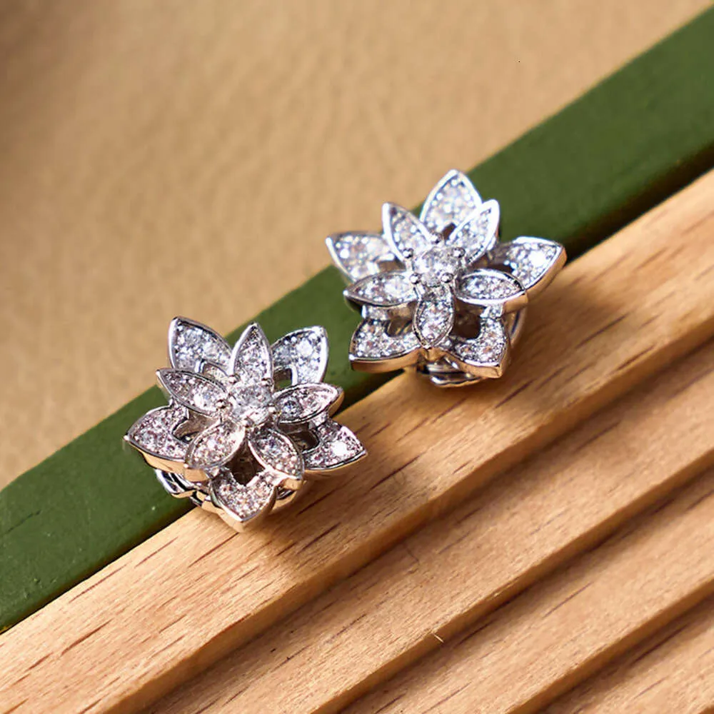 High-Quality Replica Flower Stud Earrings with Zircon, Copper, and ...