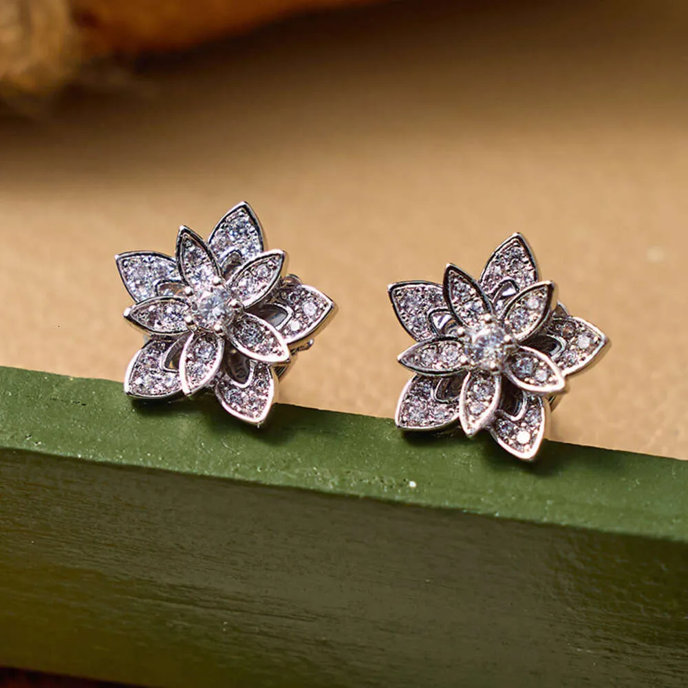 High-Quality Replica Flower Stud Earrings with Zircon, Copper, and ...