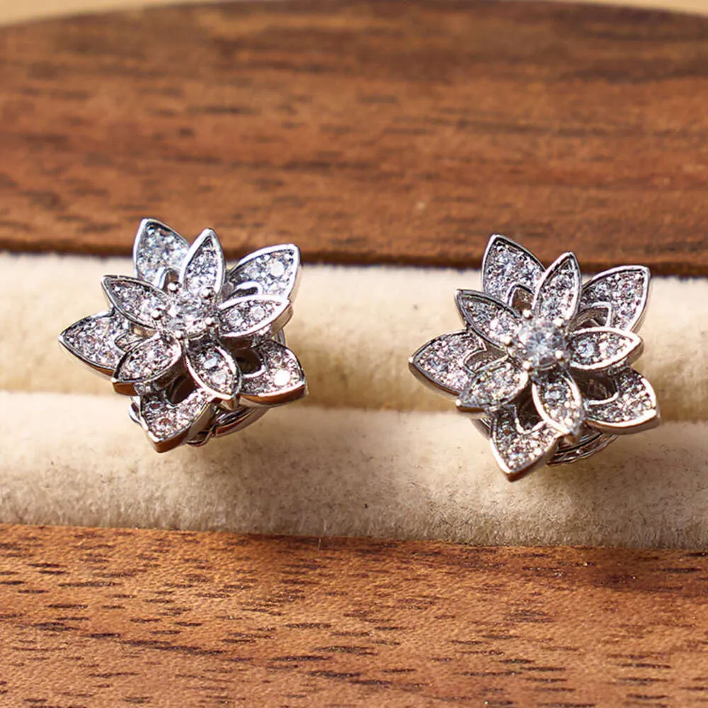 High-Quality Replica Flower Stud Earrings with Zircon, Copper, and ...