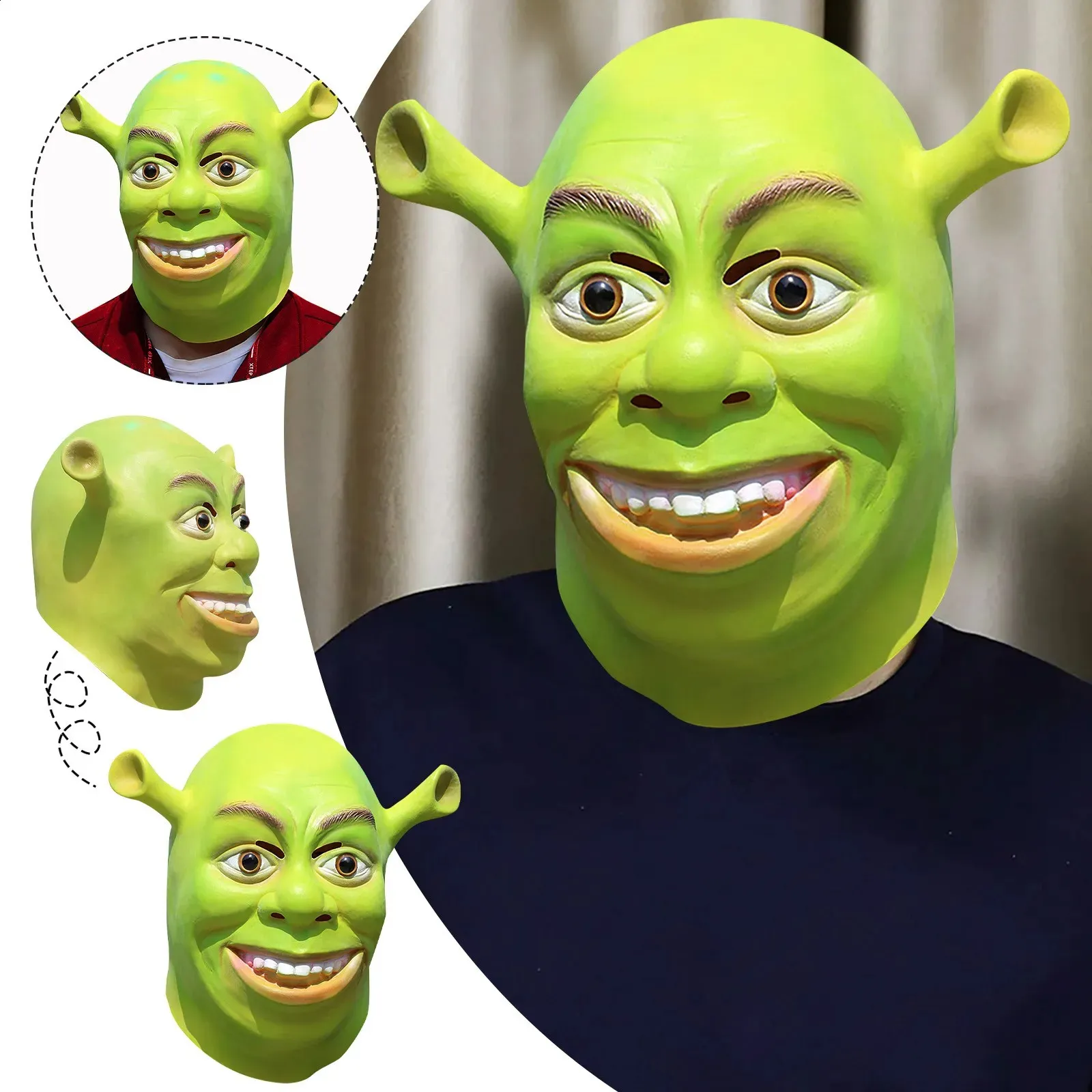 Halloween Mask Green Shrek Mask Monster Headgear Halloween Carnival ...