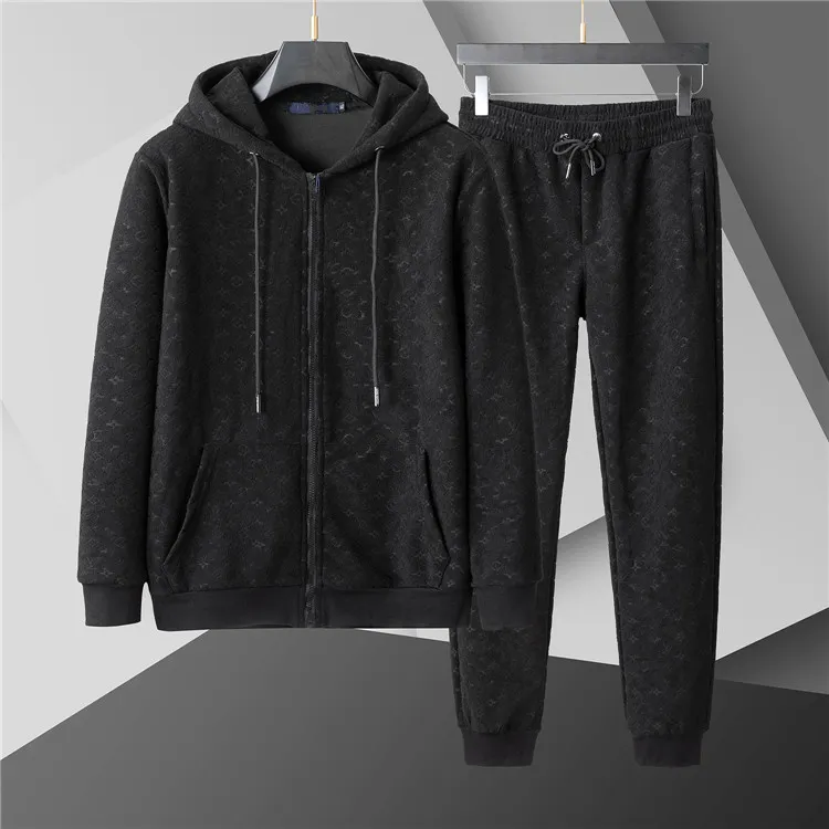 Men's and Women's Cotton Terry Tracksuit Set with Hooded Sweatshirt and ...
