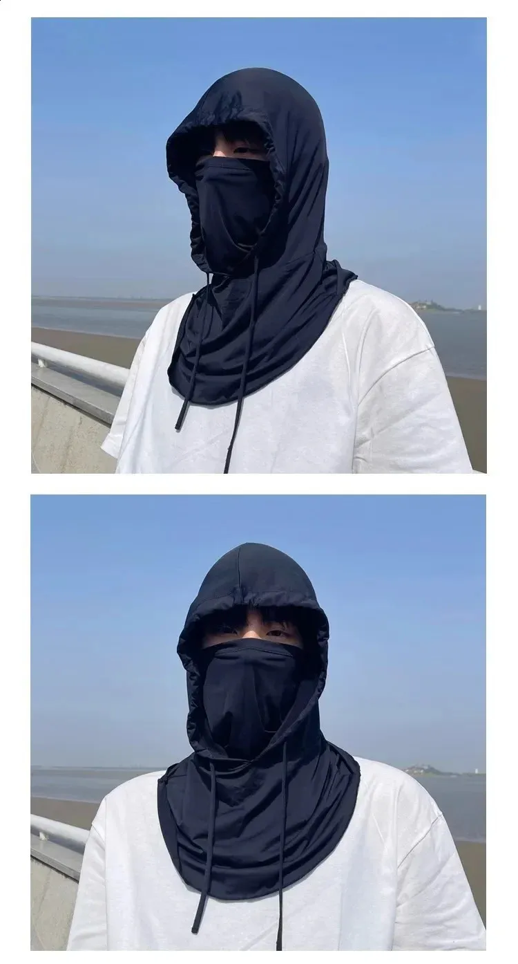Summer Sun Mask for Men: Full Face Ice Silk Breathable Neck Protector ...