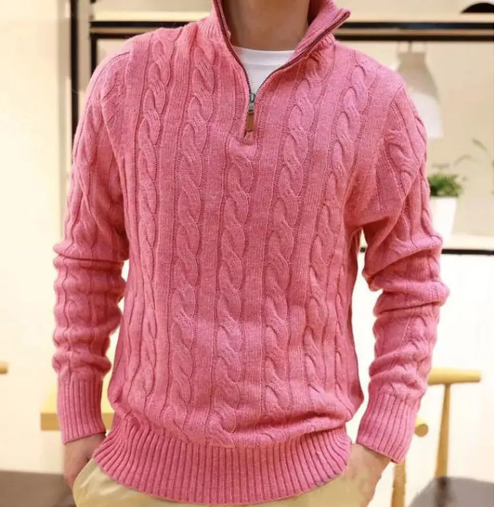 2025 Men's Designer Sweater: Polo Half Zipper Sleeve Knitted Twist High ...
