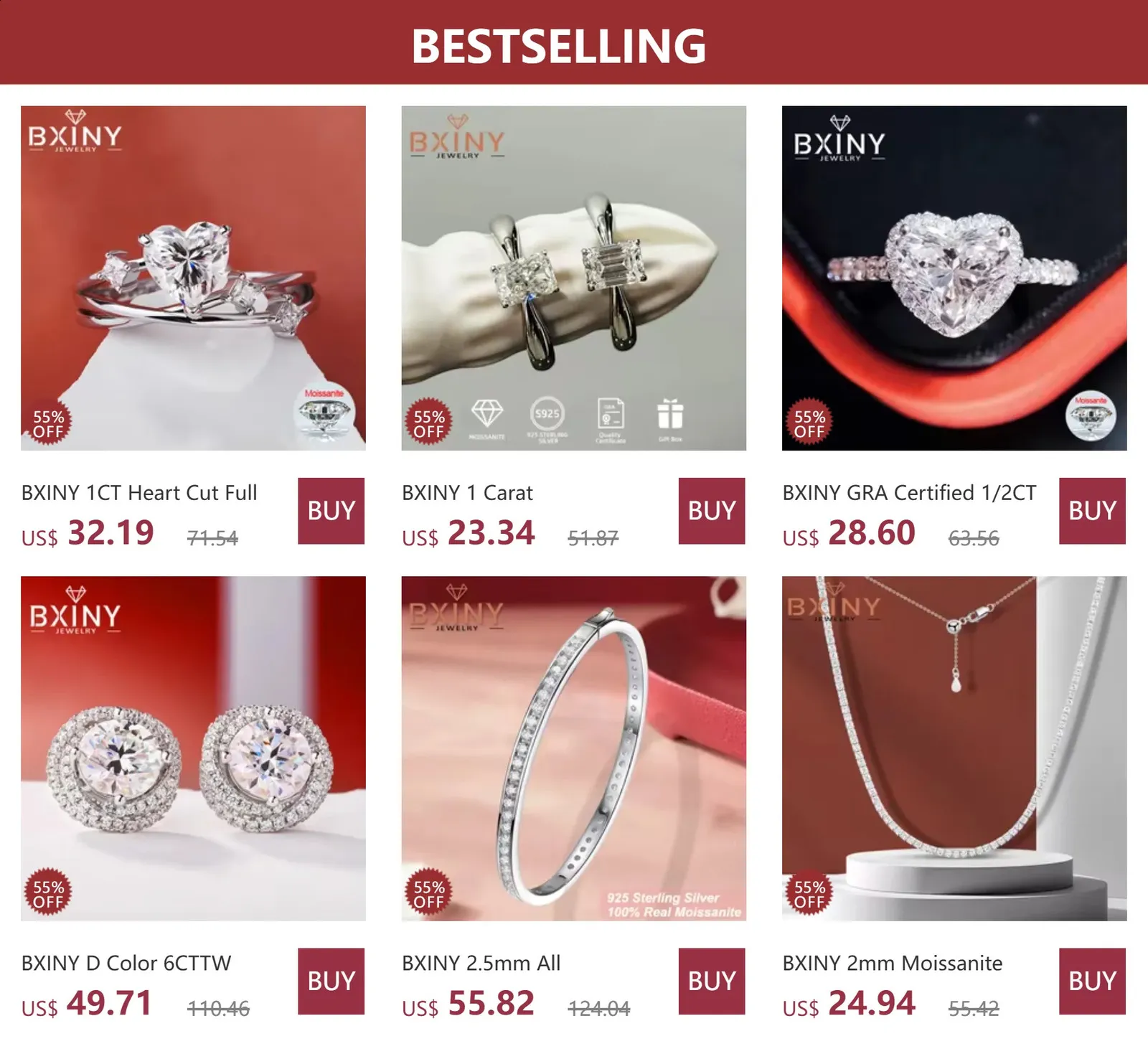 Bxiny 1 Ring S925 Silver D Color Lab Diamond Wedding Band for Women ...