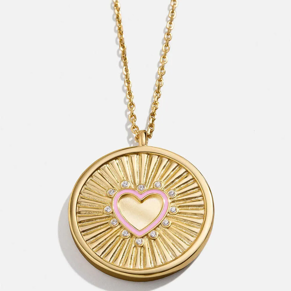 DHpet Double Sided Heart Necklace Oil Drip Heart Pendant With Full ...