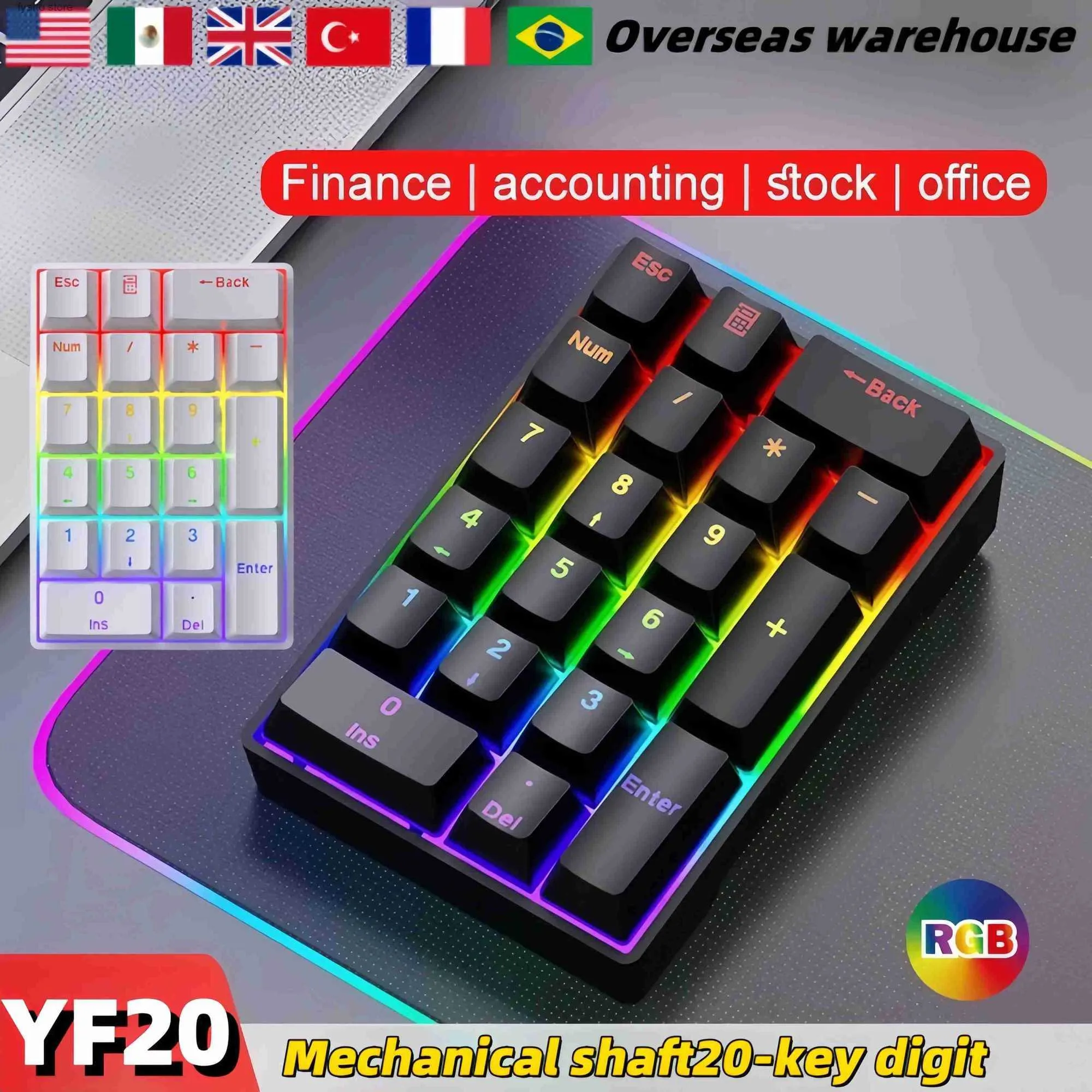 YF20 Mini Mechanical Numeric Keyboard Wired Laptop External Keypad For ...